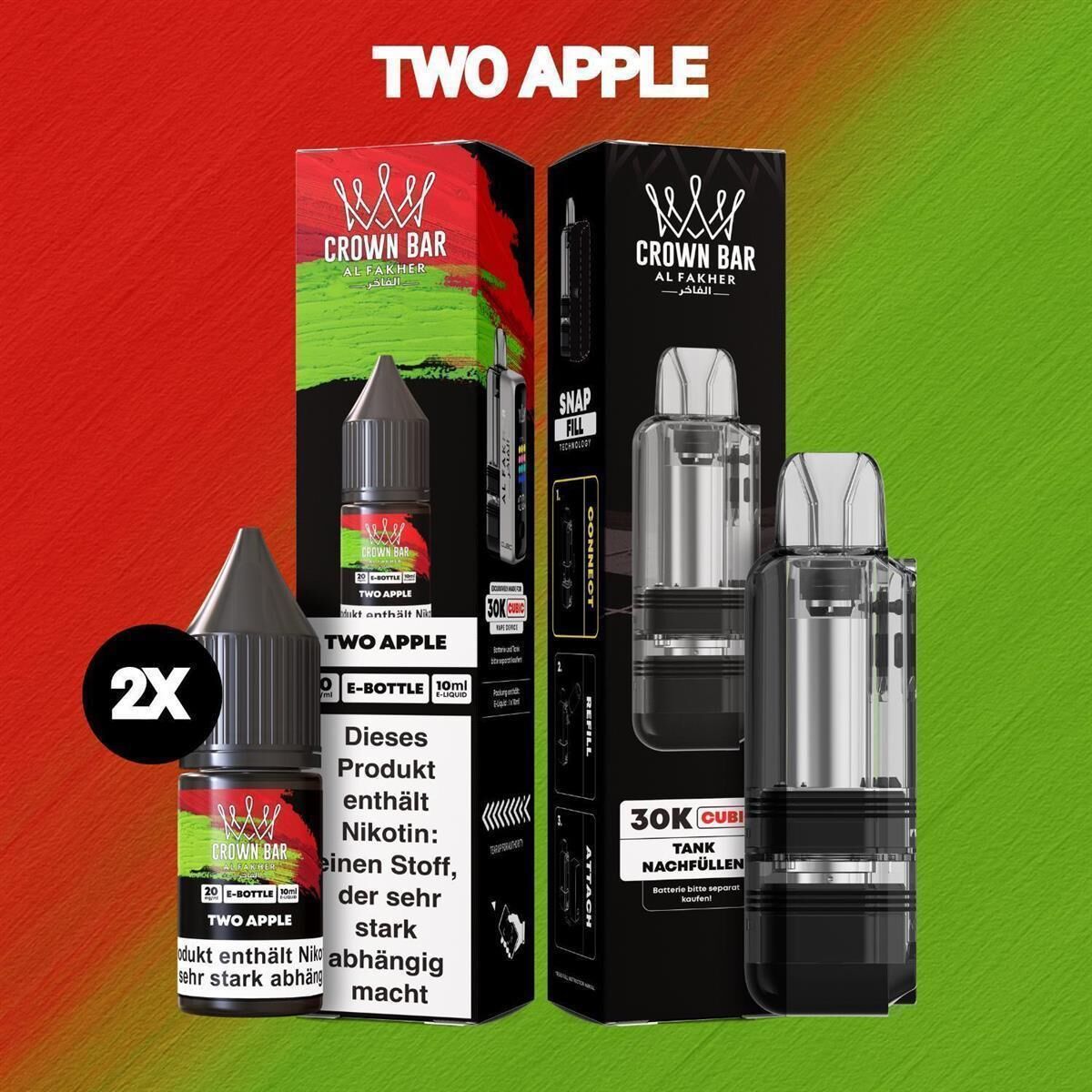 Al Fakher 30K Cubic Two Apple – Doppelapfel mit Anis (2x2ml)