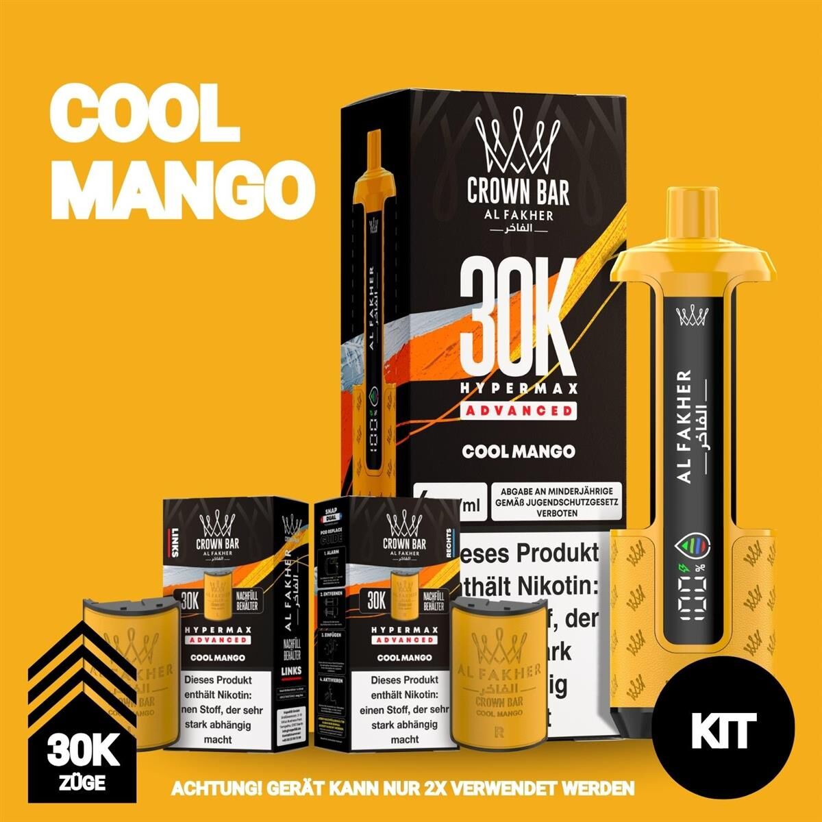 Al Fakher 30K Hypermax Kit Cool Mango – Süß & Erfrischend