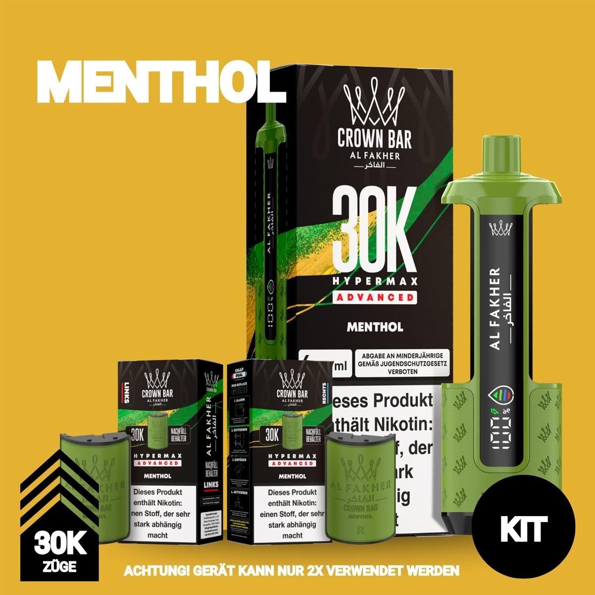 Al Fakher 30K Hypermax Kit Menthol – Klar & Eisig