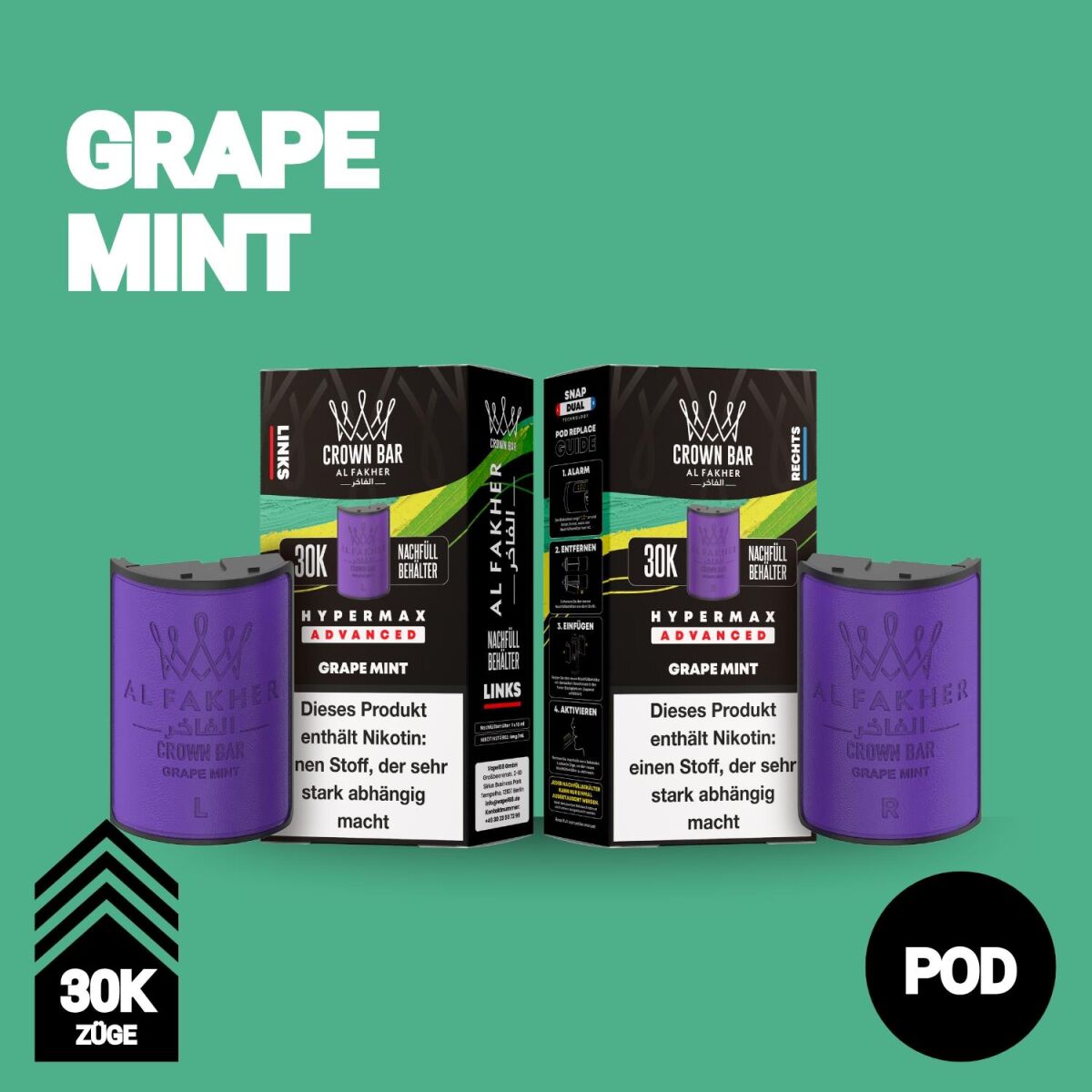Al Fakher 30K Hypermax Pods Grape Mint – Fruchtig & Frisch