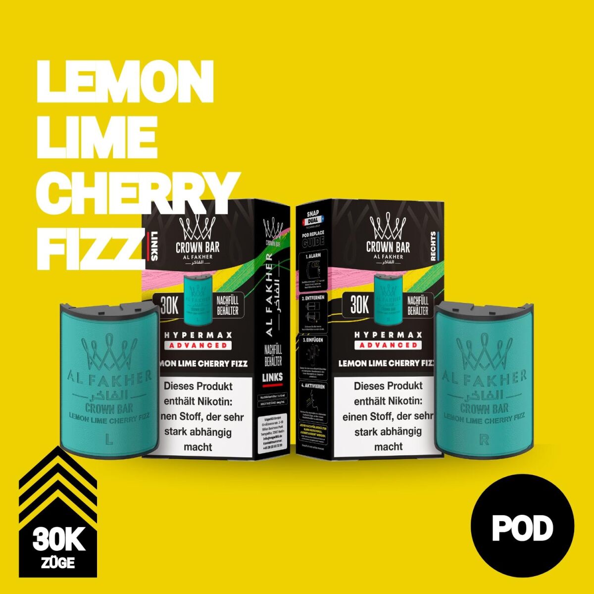 Al Fakher 30K Hypermax Pods Lemon Lime Cherry Fizz – Spritzig & Süß