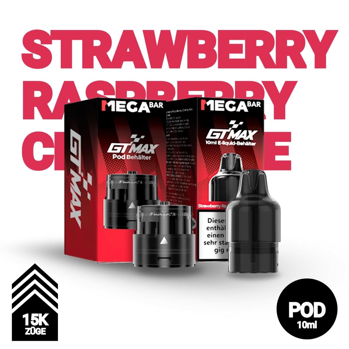 MegaBar GT Max 15K | Pod | Strawberry Raspberry Cherry Ice | Geprüfte