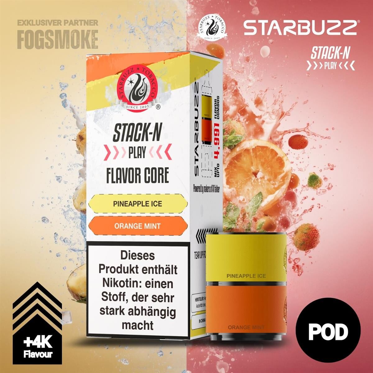 Starbuzz Stack-N-Play Pods Pineapple Ice + Orange Mint | 2er Pack