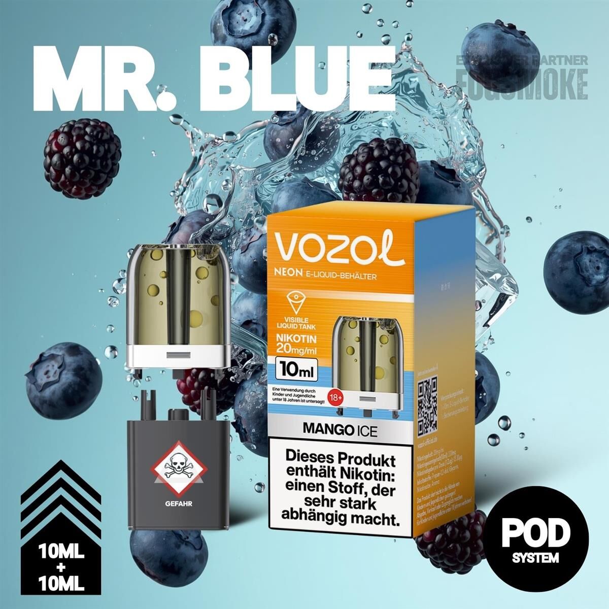 Vozol Neon Plug Max - Mr.Blue Pod | Blitz Versand
