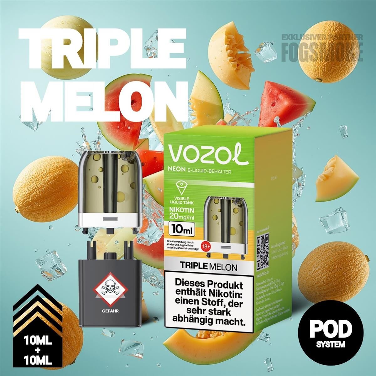 Vozol Neon Plug Max - Triple Melon Pod | Jetzt bestellen - 14,90€